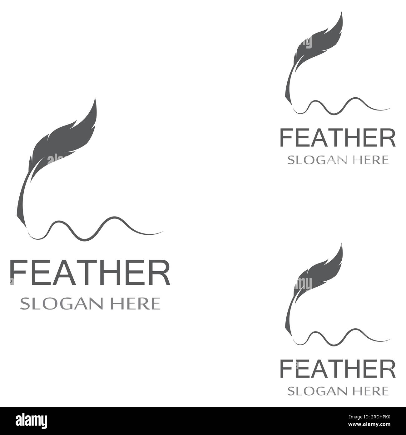 feather logo of fowl breed and pen made of feather using vector icon ...