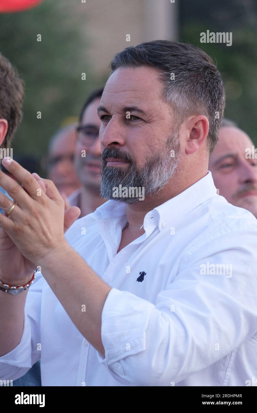 The leader of the VOX party, Santiago Abascal during the closing rally ...
