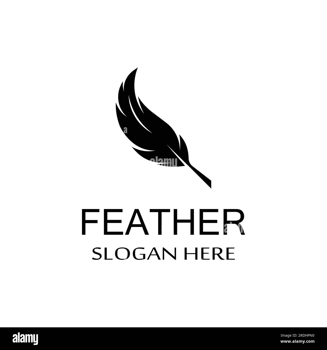 feather logo of fowl breed and pen made of feather using vector icon ...