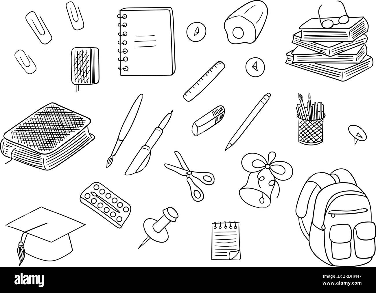 Set of elements with school supplies, vector Stock Vector Image & Art ...