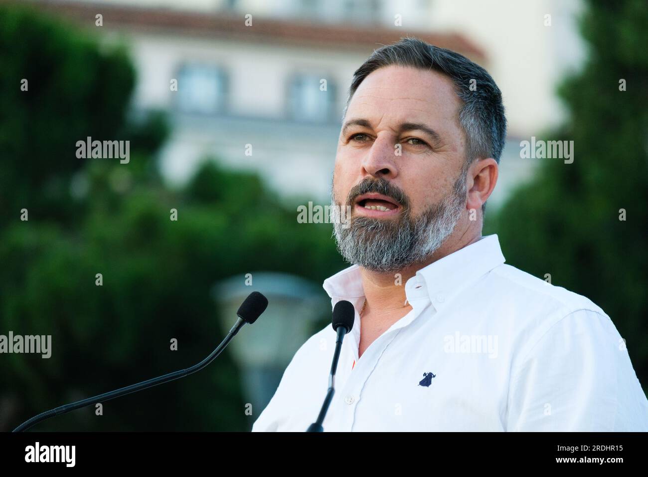 The leader of the VOX party, Santiago Abascal during the closing rally ...