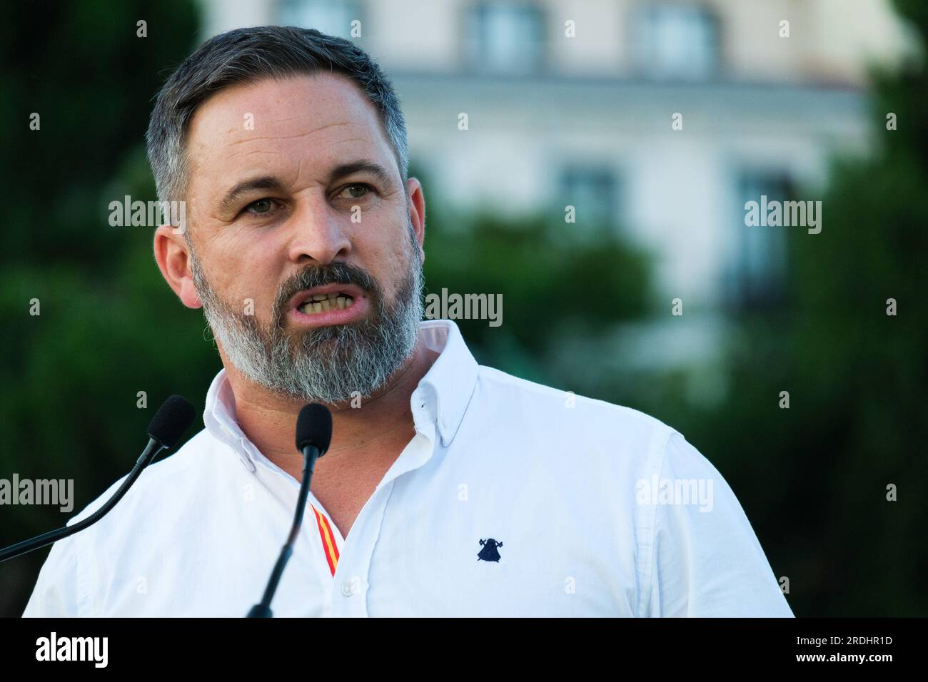 The leader of the VOX party, Santiago Abascal during the closing rally ...