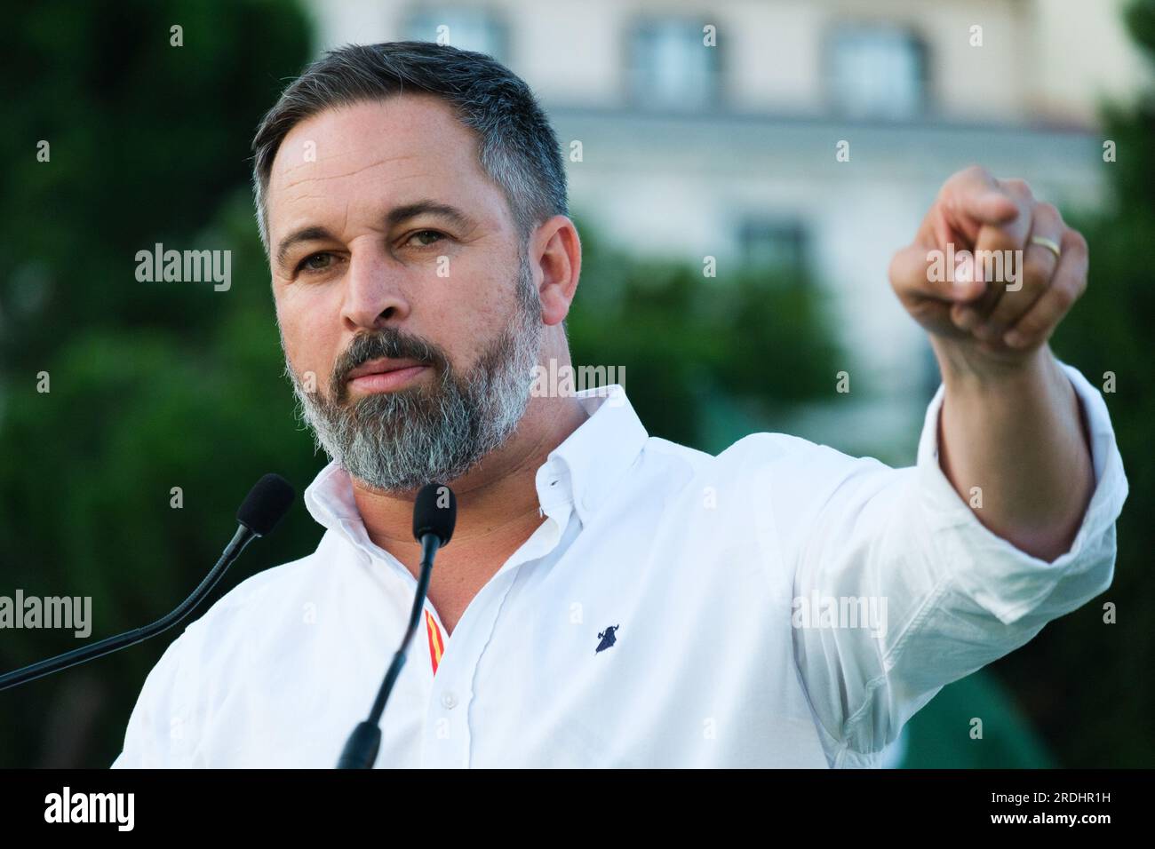 The leader of the VOX party, Santiago Abascal during the closing rally ...