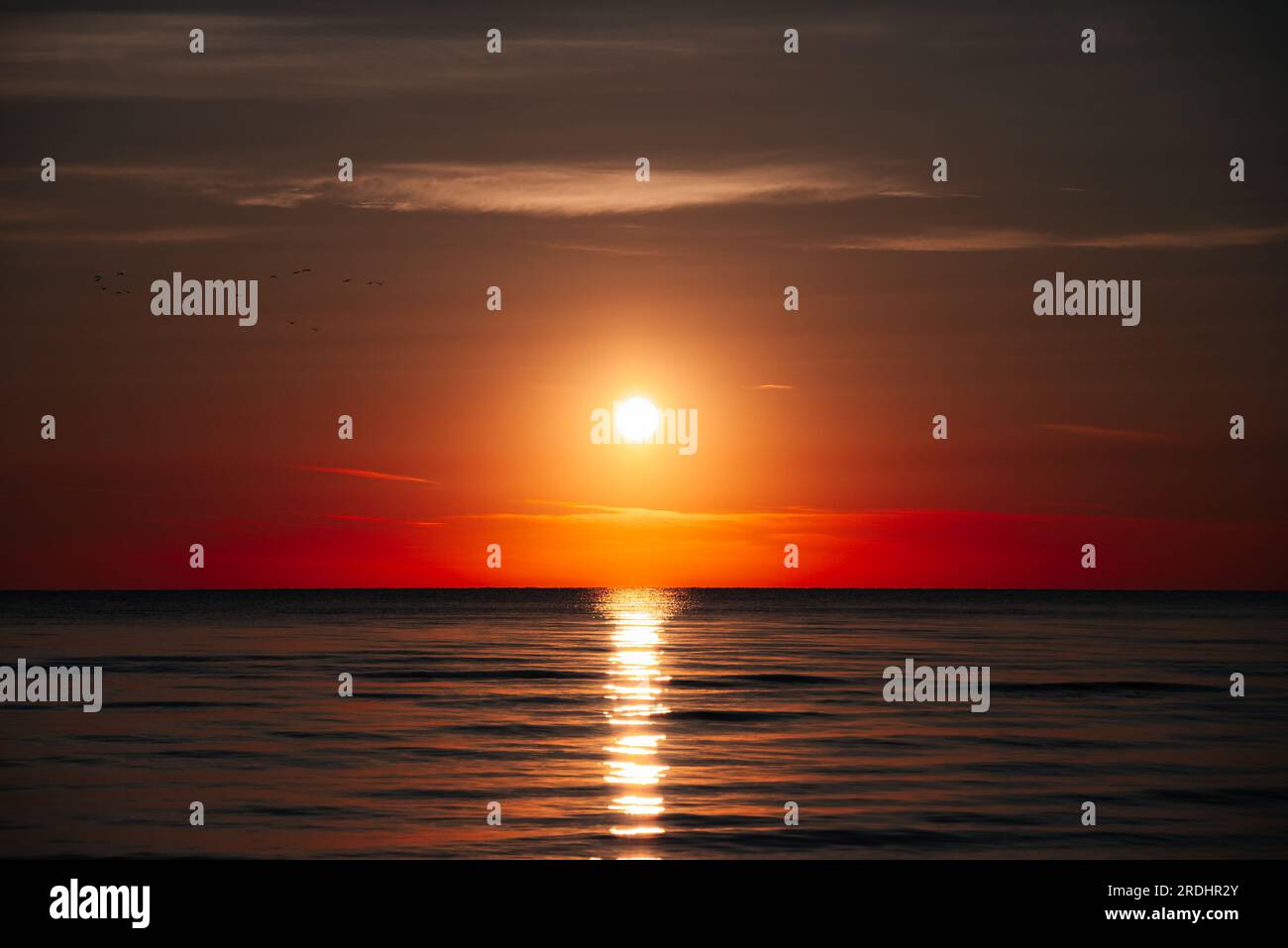 Rays Of Rising Sun Create Golden Sheen On The Water Surface Of Ocean ...