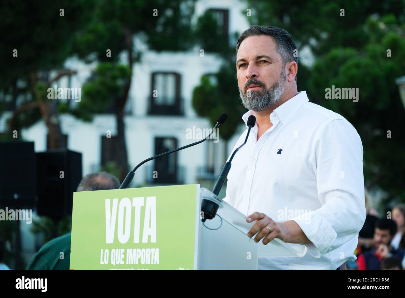 The leader of the VOX party, Santiago Abascal during the closing rally ...
