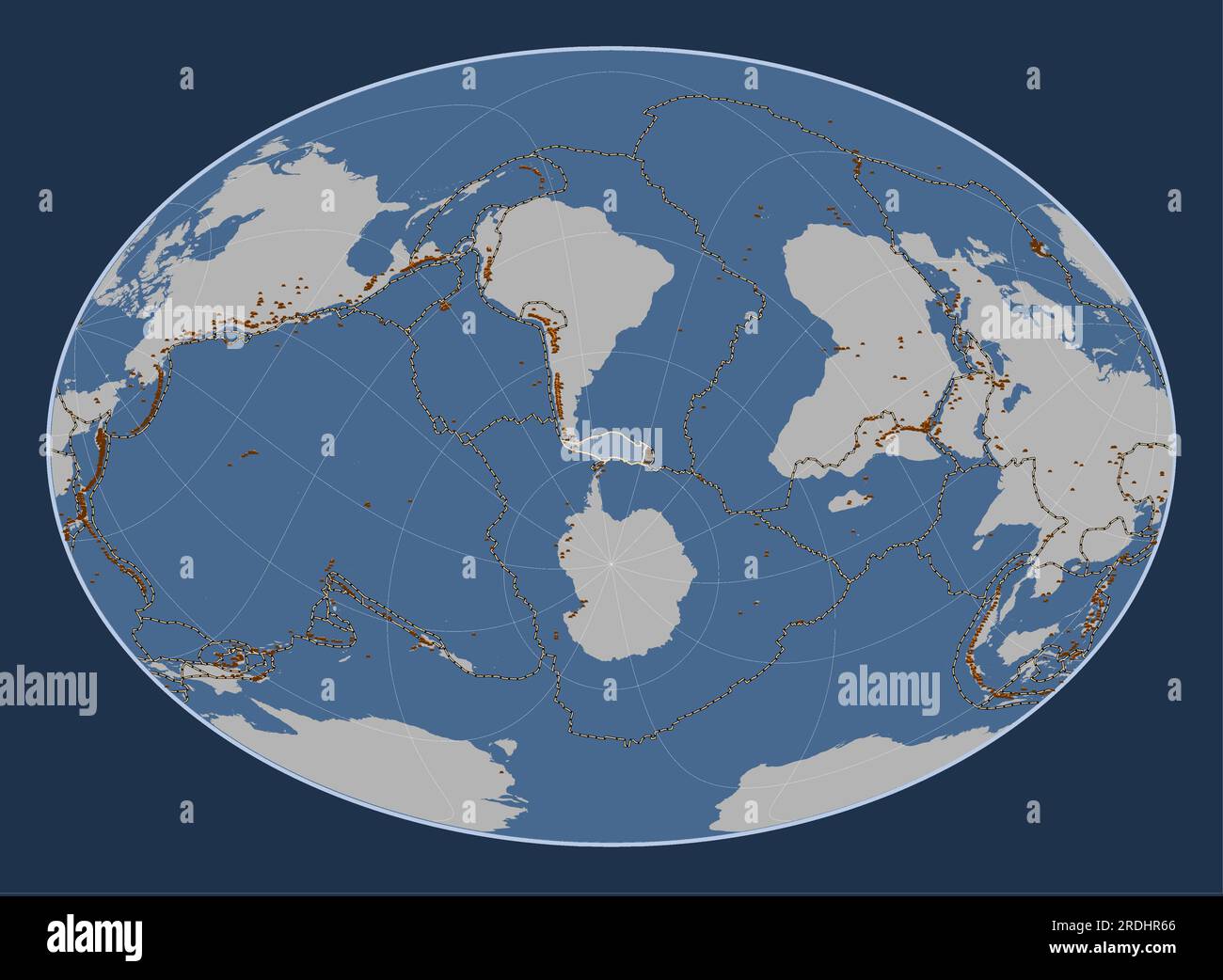 Shape Of The Scotia Tectonic Plate On The World Contour Map Map In The Fahey Oblique Projection