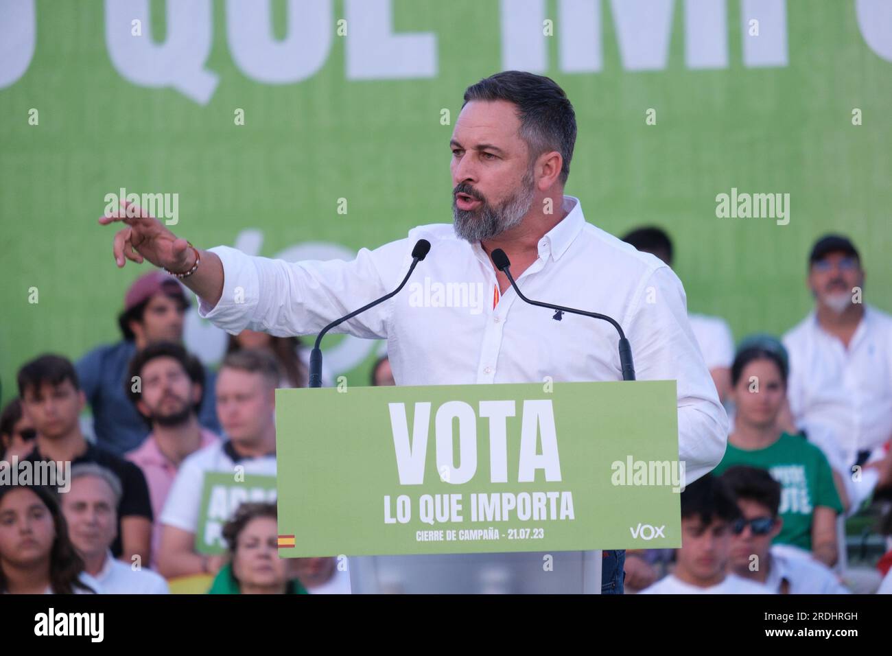 The leader of the VOX party, Santiago Abascal during the closing rally ...