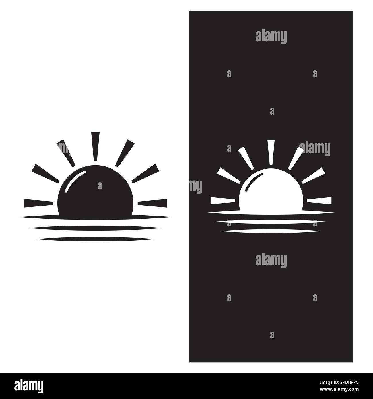 Vector illustration sunset view Black and White Stock Photos & Images ...