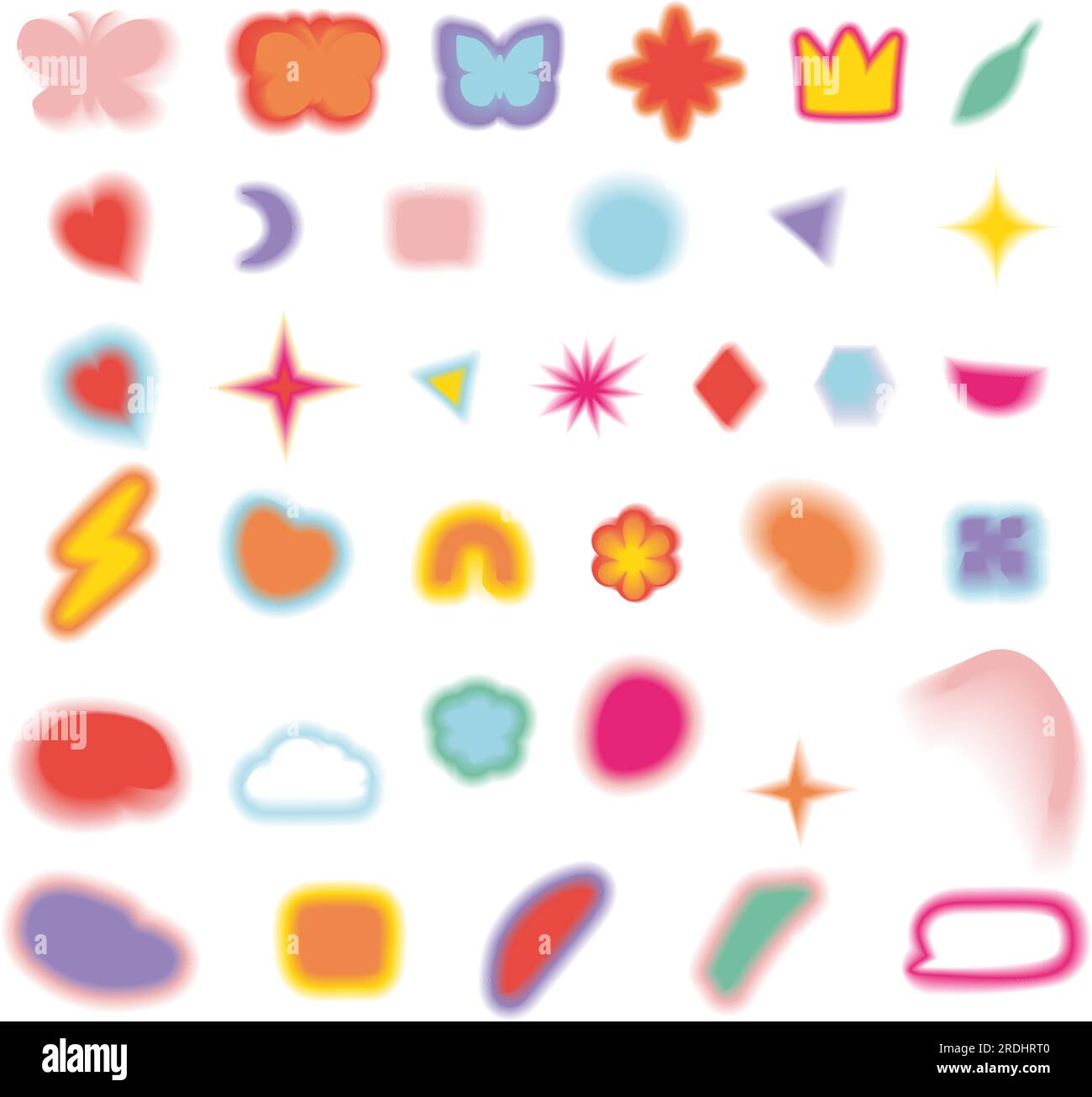 aesthetic y2k aura elements set. flower, blob, heart, butterfly, star symbols Stock Vector Image ...