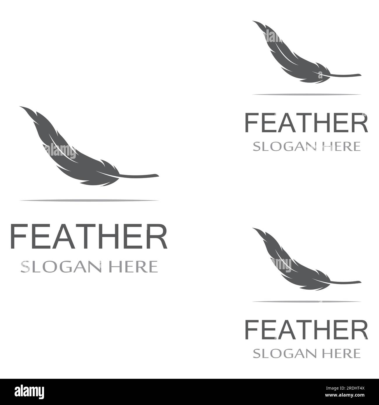 feather logo of fowl breed and pen made of feather using vector icon ...