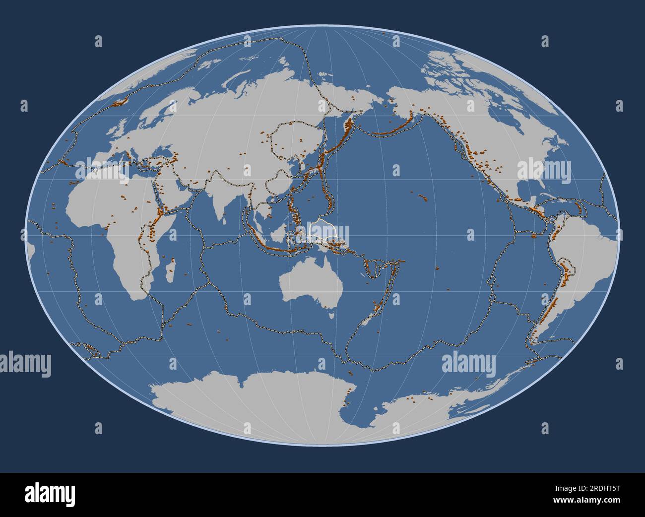 Shape of the Caroline tectonic plate on the solid contour map in the ...