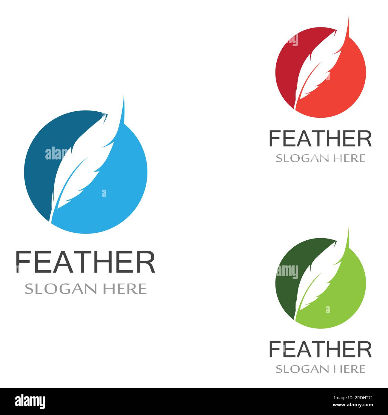 feather logo of fowl breed and pen made of feather using vector icon ...