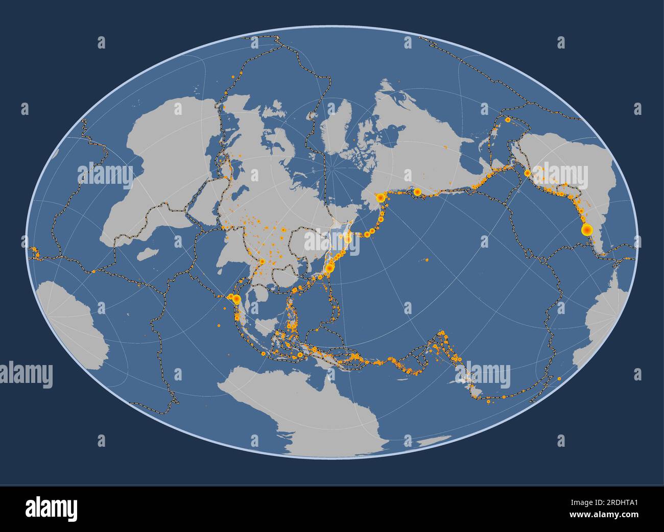 Okhotsk tectonic plate on the solid contour map in the Fahey Oblique ...