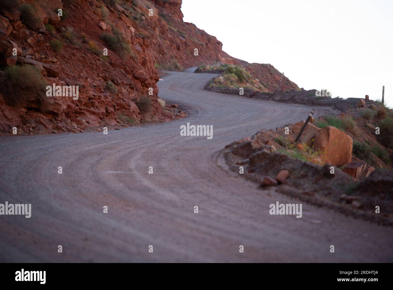 The Moki Dugway road in Utah, up from the valley floor via a ...