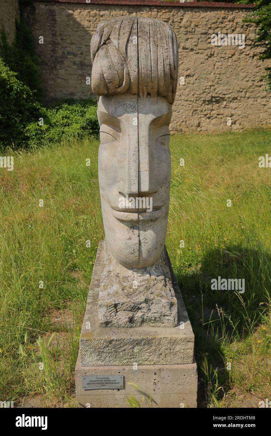 Sculpture double profile ancient and contemporary girl's head by Peter ...