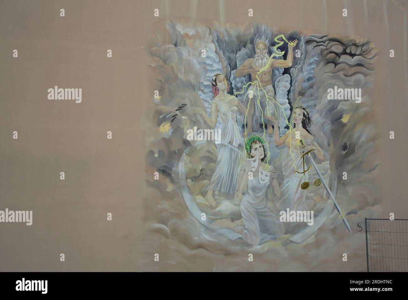 Mural with Zeus and Daughters, Meiningen, Thuringia, Germany Stock ...