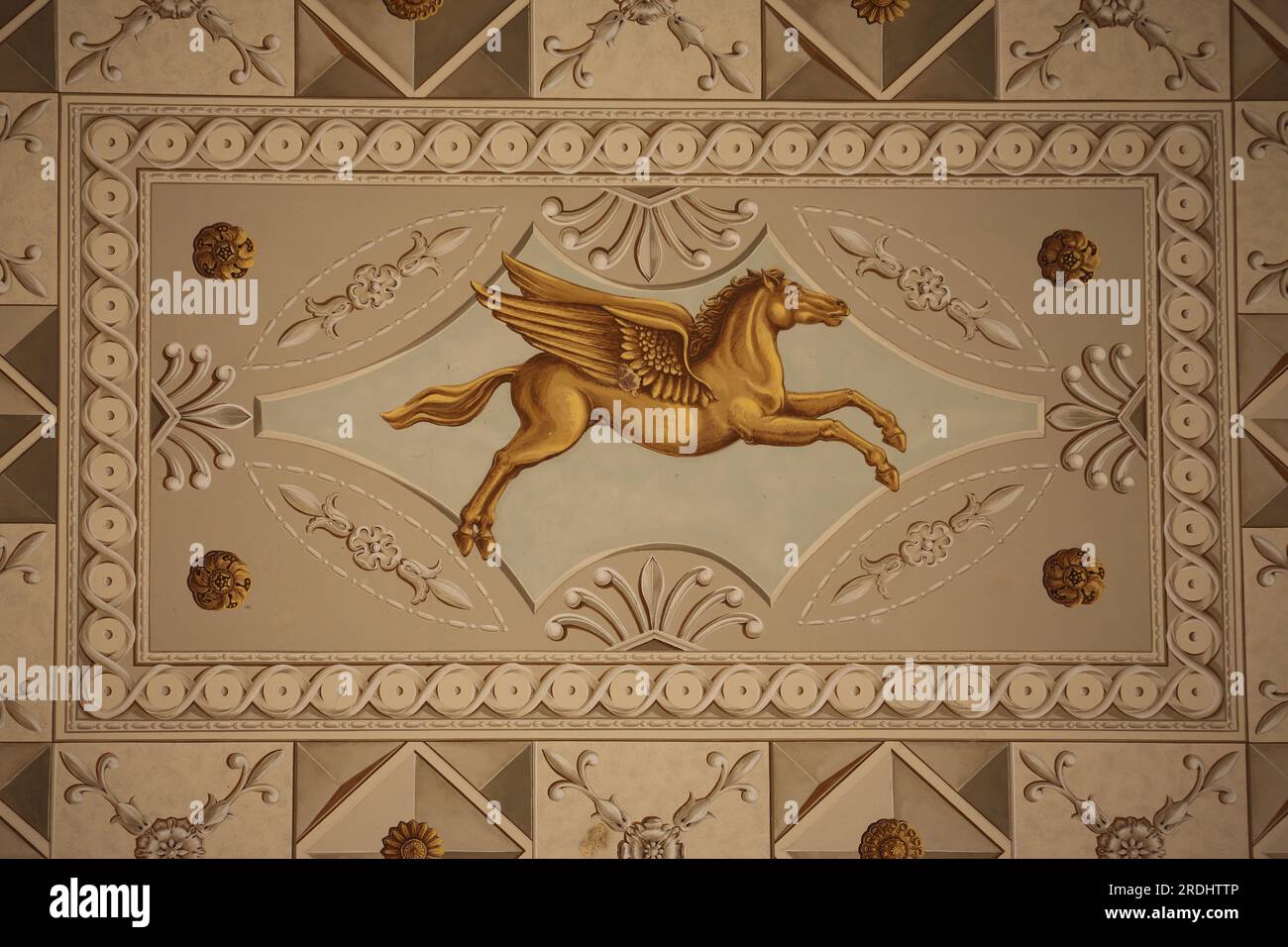 Ceiling painting with Pegasus and ornaments, UNESCO Roman House ...