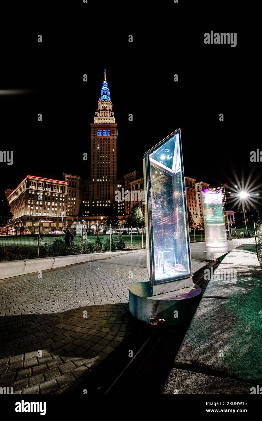 Terminal Tower at night Cleveland Stock Photo - Alamy