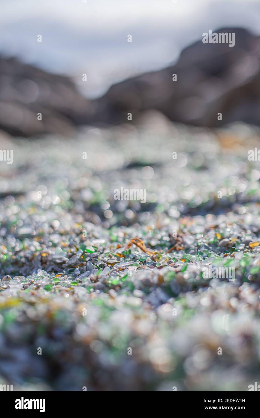 Playa de los cristales in Laxe is a dump glass beach from garbage contamination in Galician ...
