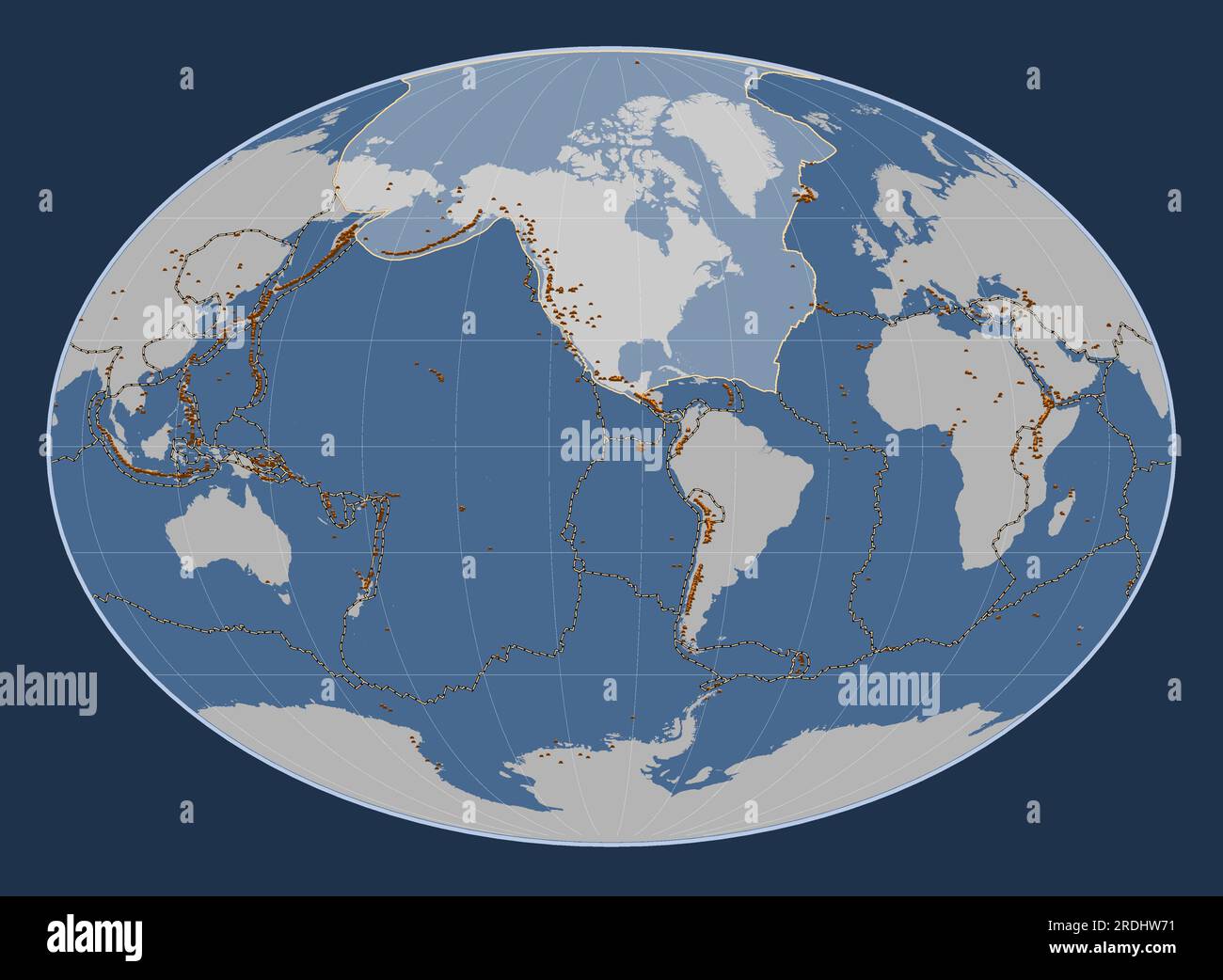 North American tectonic plate on the solid contour map in the Fahey ...