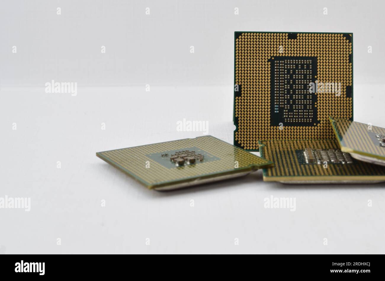 Closeup of a high-speed computer processor on a bright surface ...