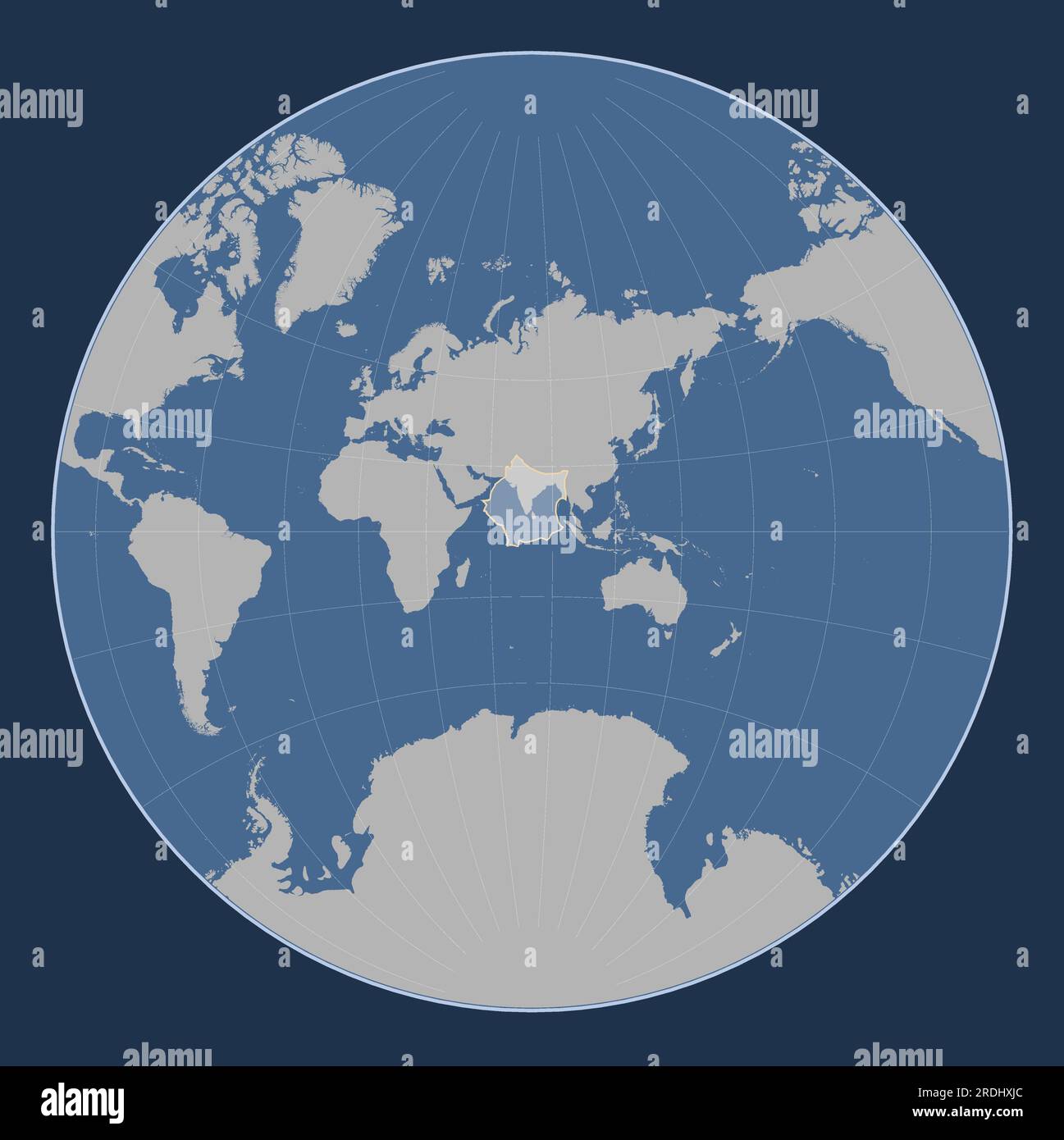 Indian Tectonic Plate On The Solid Contour Map In The Lagrange Projection Centered Meridionally