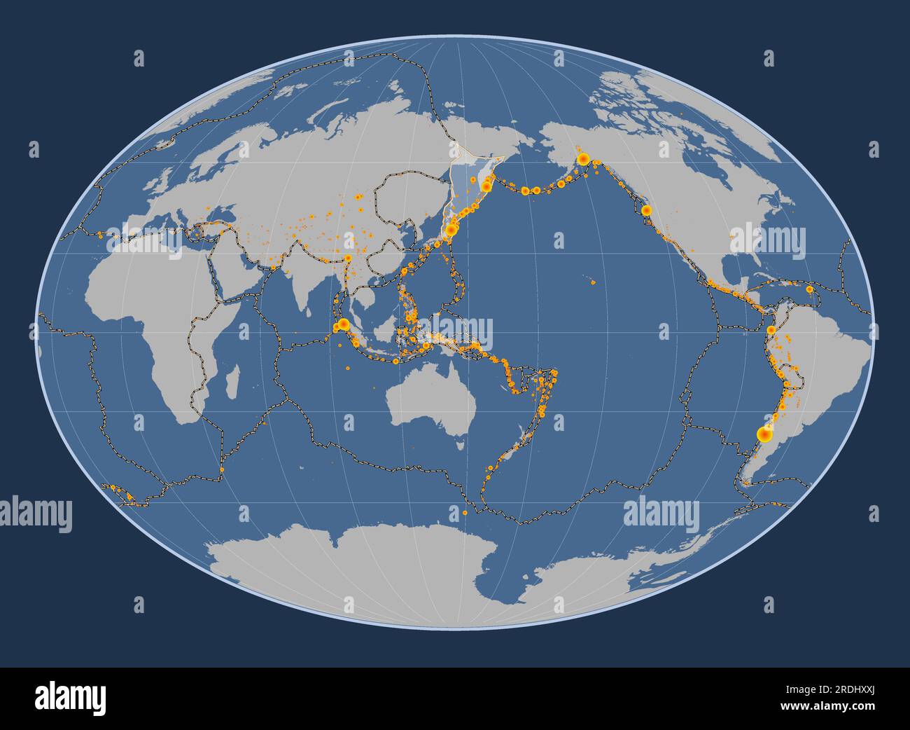 Okhotsk Tectonic Plate On The Solid Contour Map In The Fahey Projection Centered Meridionally