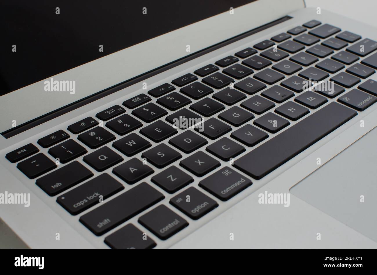 Detailed zoom reveals the perfection of the laptop's keys and keyboard ...