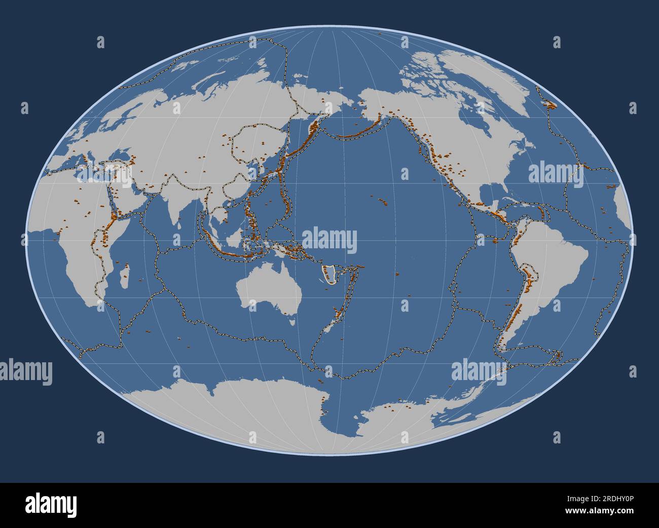 Shape Of The New Hebrides Tectonic Plate On The Solid Contour Map In The Fahey Projection