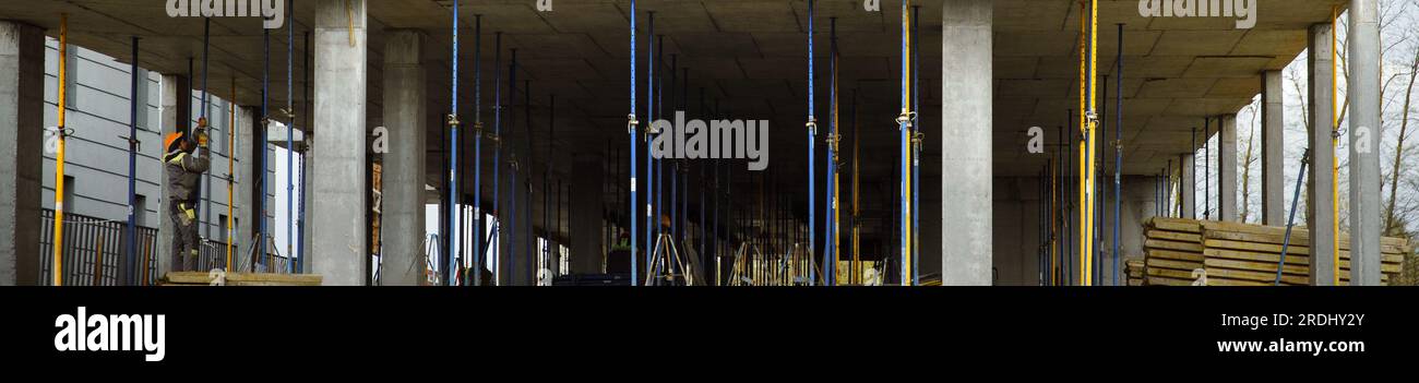 Incomplete construction, building works, wall construction, Building ...