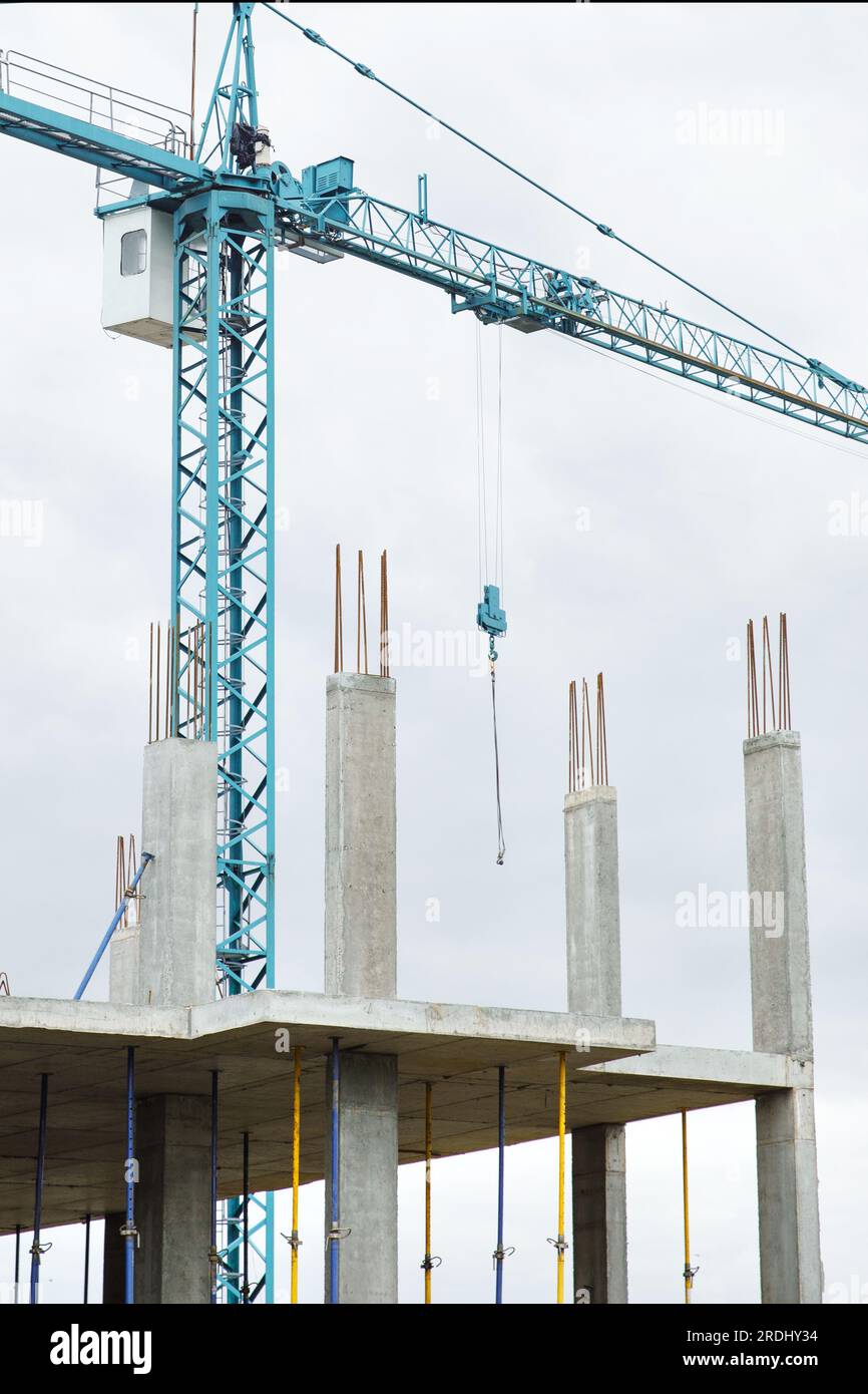 Incomplete construction, building works, wall construction, Building ...