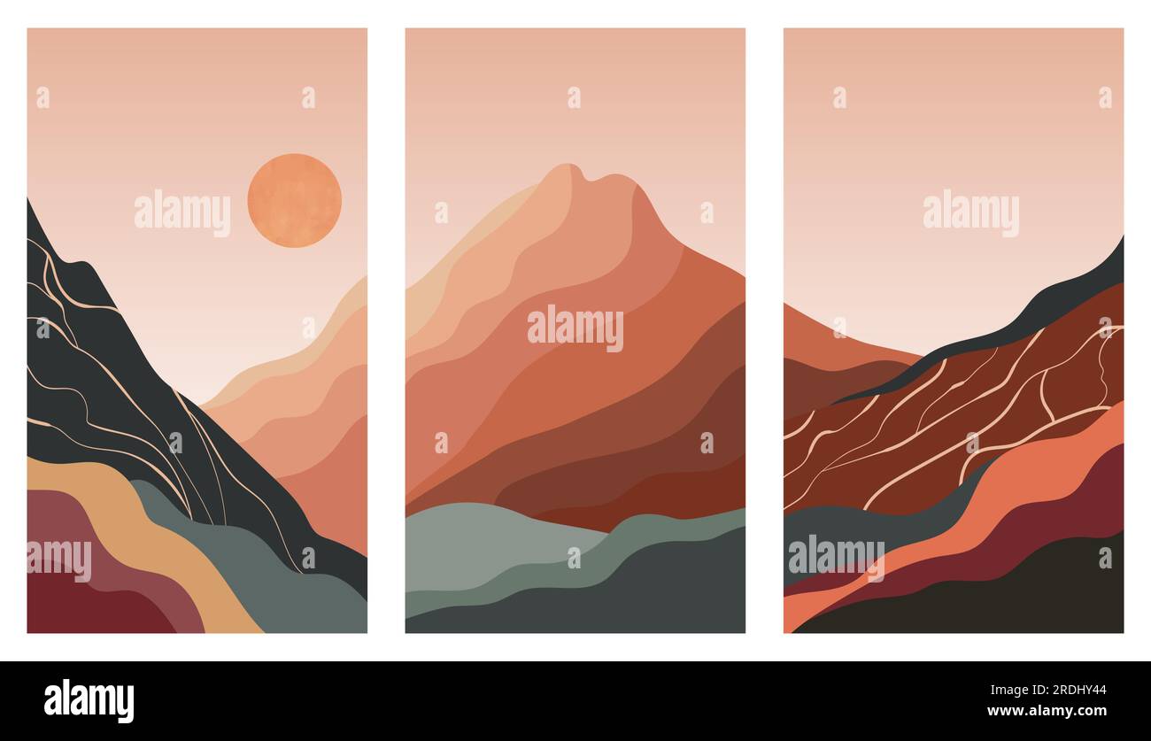 Collage with mountains and hills Stock Vector Image & Art - Alamy