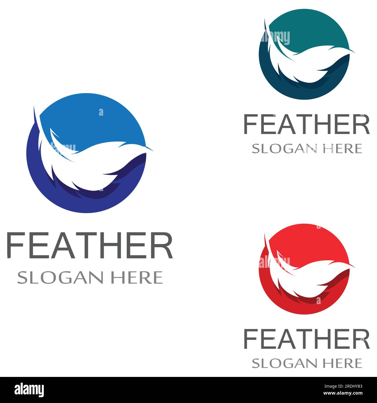 feather logo of fowl breed and pen made of feather using vector icon ...