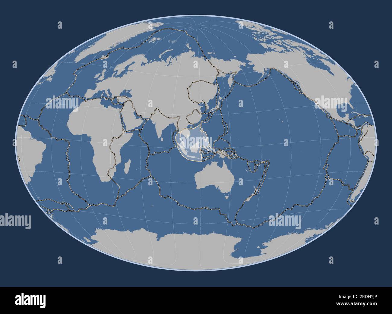 Sunda Tectonic Plate On The Solid Contour Map In The Fahey Oblique Projection Centered