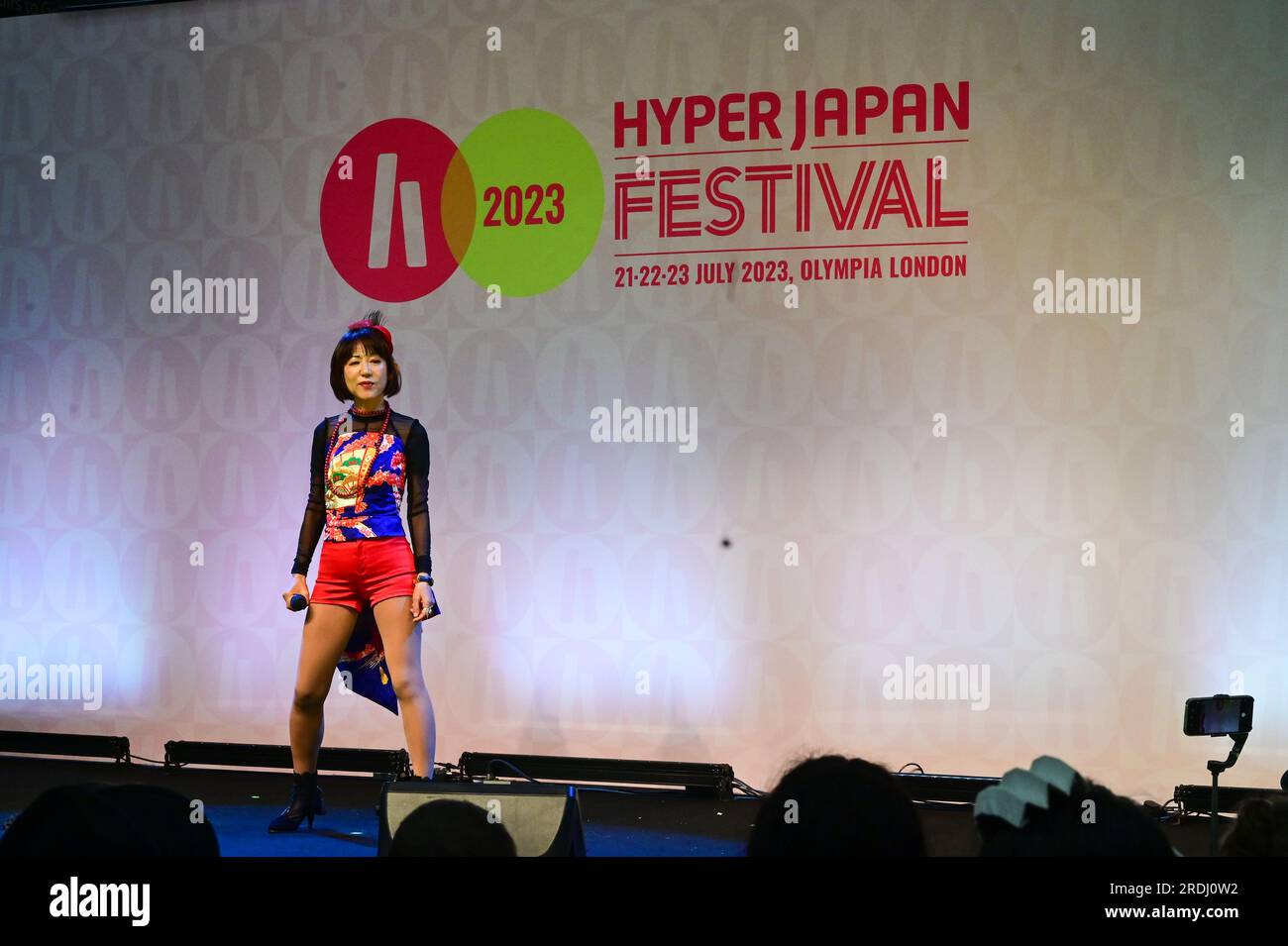 London, UK. 22nd July, 2023. Naomi Suzuki performs at HYPER JAPAN 2023 with many stalls ...