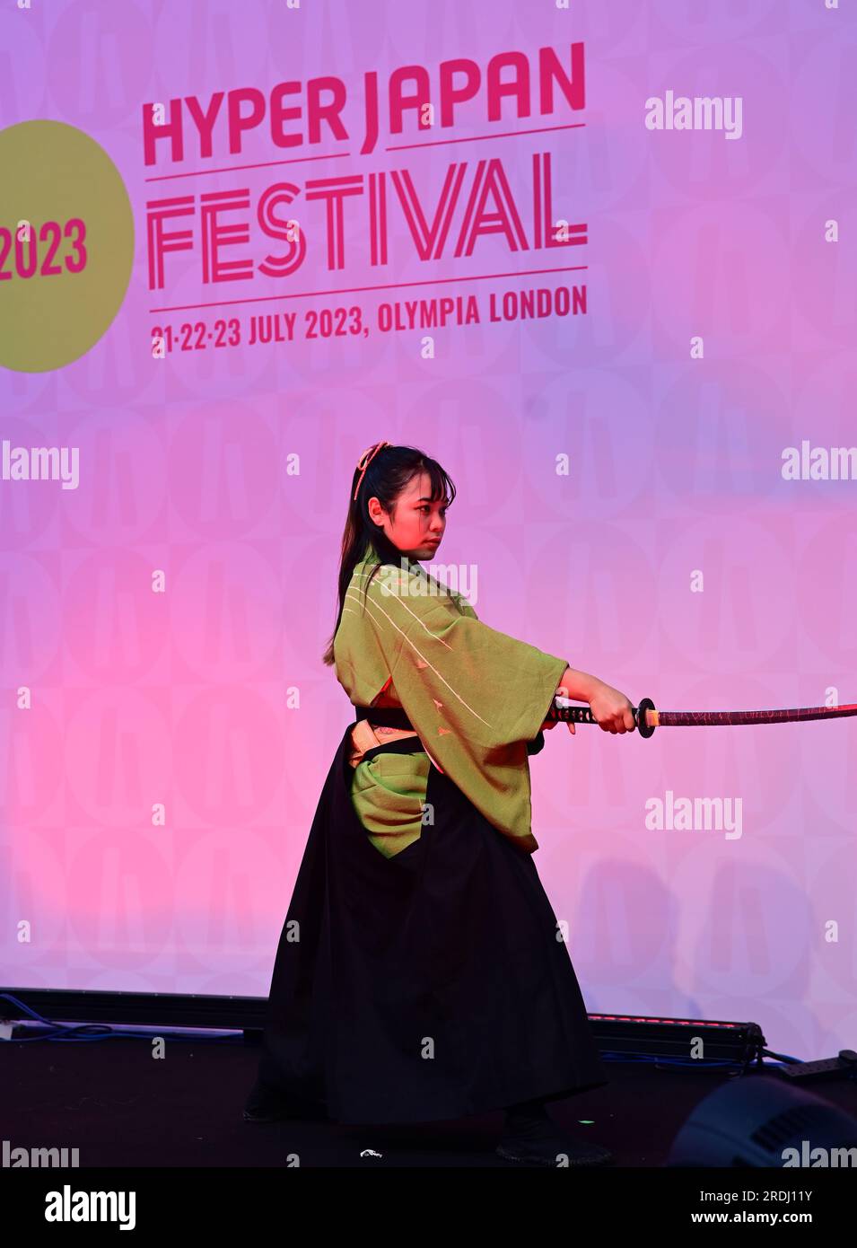 London, UK. 22nd July, 2023. Rin-Pa performs at HYPER JAPAN 2023 with many stalls exhibition and ...