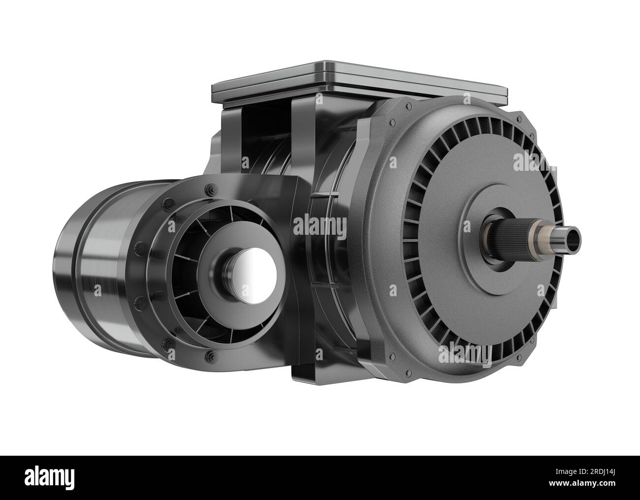 Single Electric Vehicle Motor on white background. Generic design. 3D ...