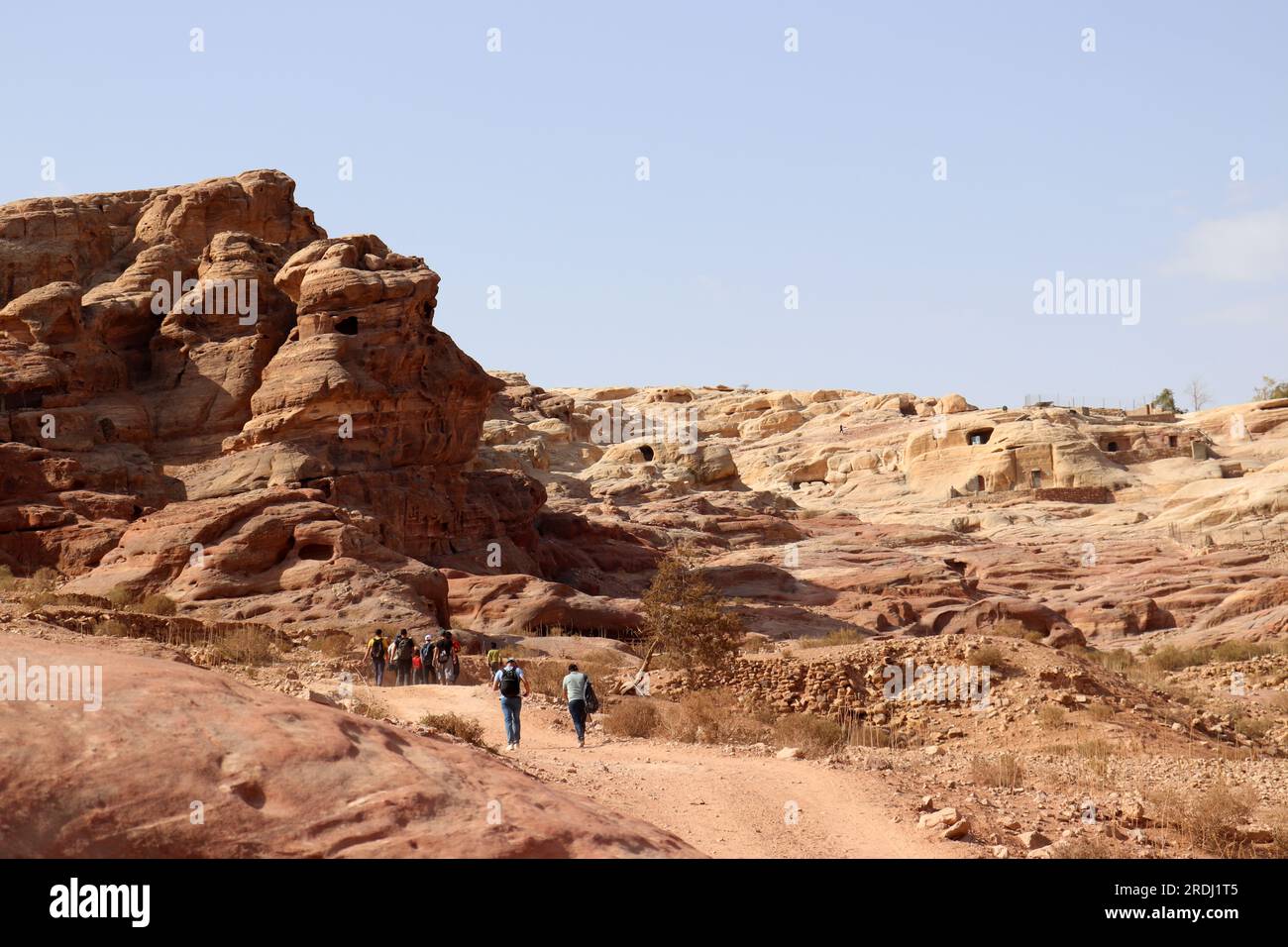 Hiking among mountains in the Nabateans city in the middle east (Petra ...