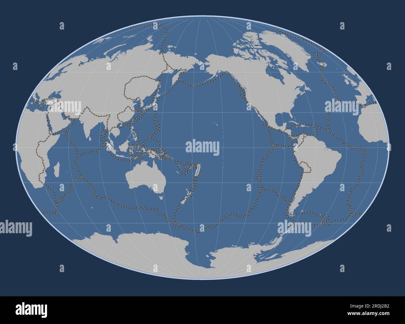 Shape of the Tonga tectonic plate on the solid contour map in the Fahey ...
