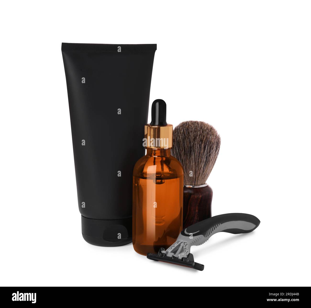 Set of men's shaving tools on white background Stock Photo - Alamy