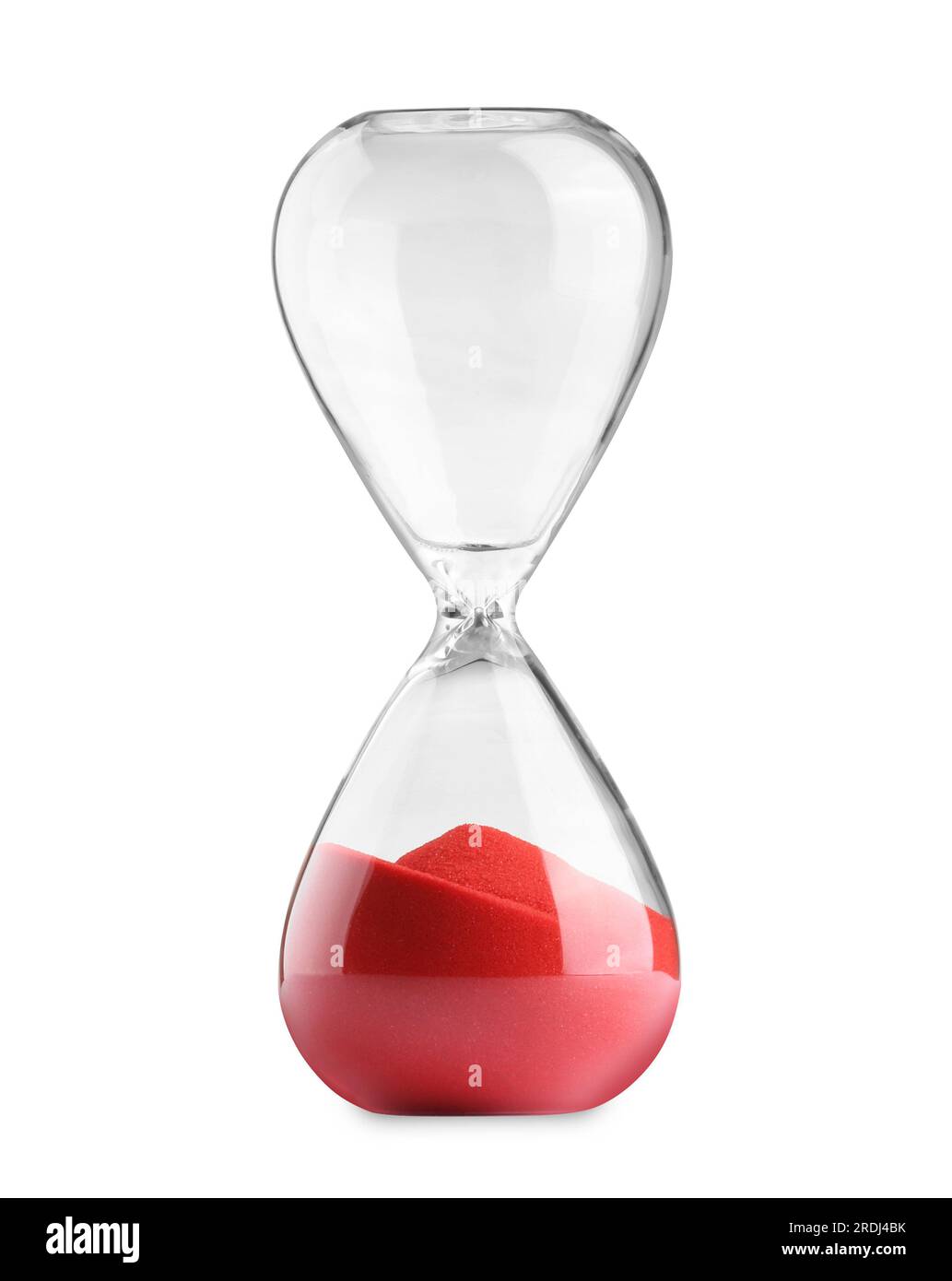 Hourglass with red flowing sand isolated on white Stock Photo - Alamy