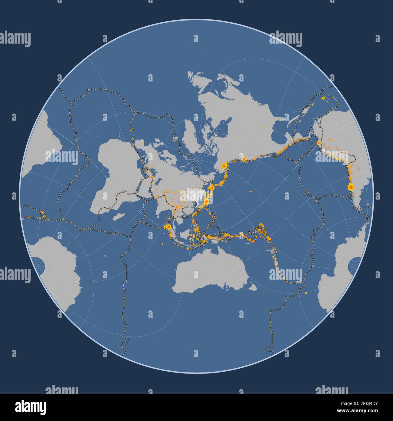 Amur Tectonic Plate On The Solid Contour Map In The Lagrange Oblique Projection Centered