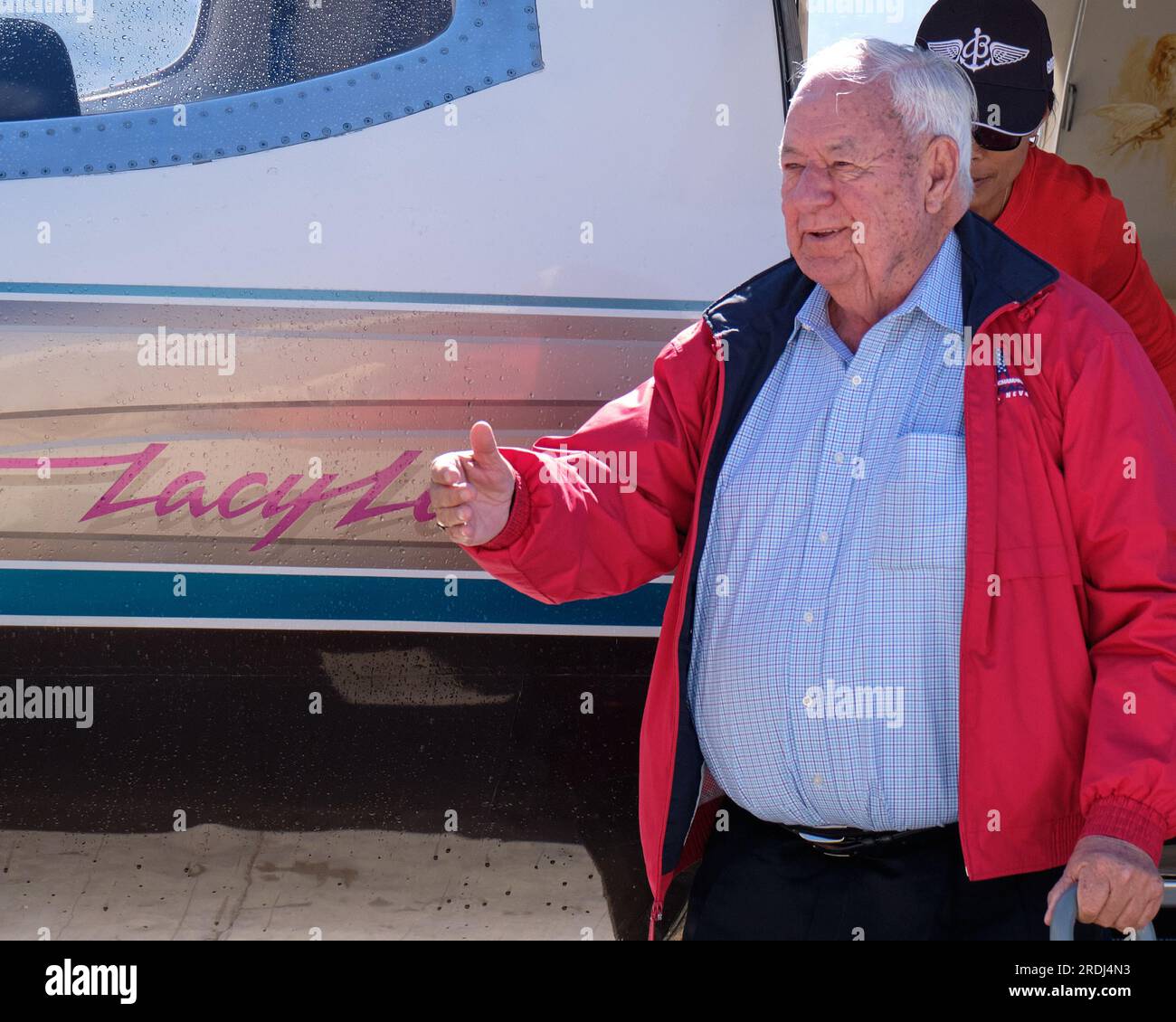 Palm Springs, California, USA. 16th Feb, 2019. Aviation icon, Clay Lacy ...