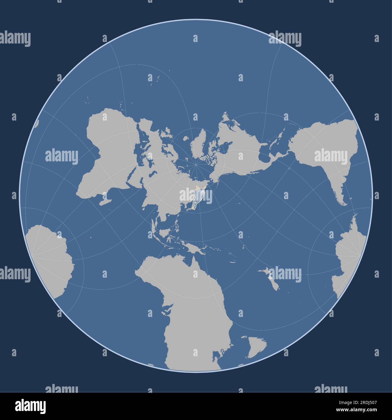 Okhotsk Tectonic Plate On The Solid Contour Map In The Lagrange Oblique Projection Centered