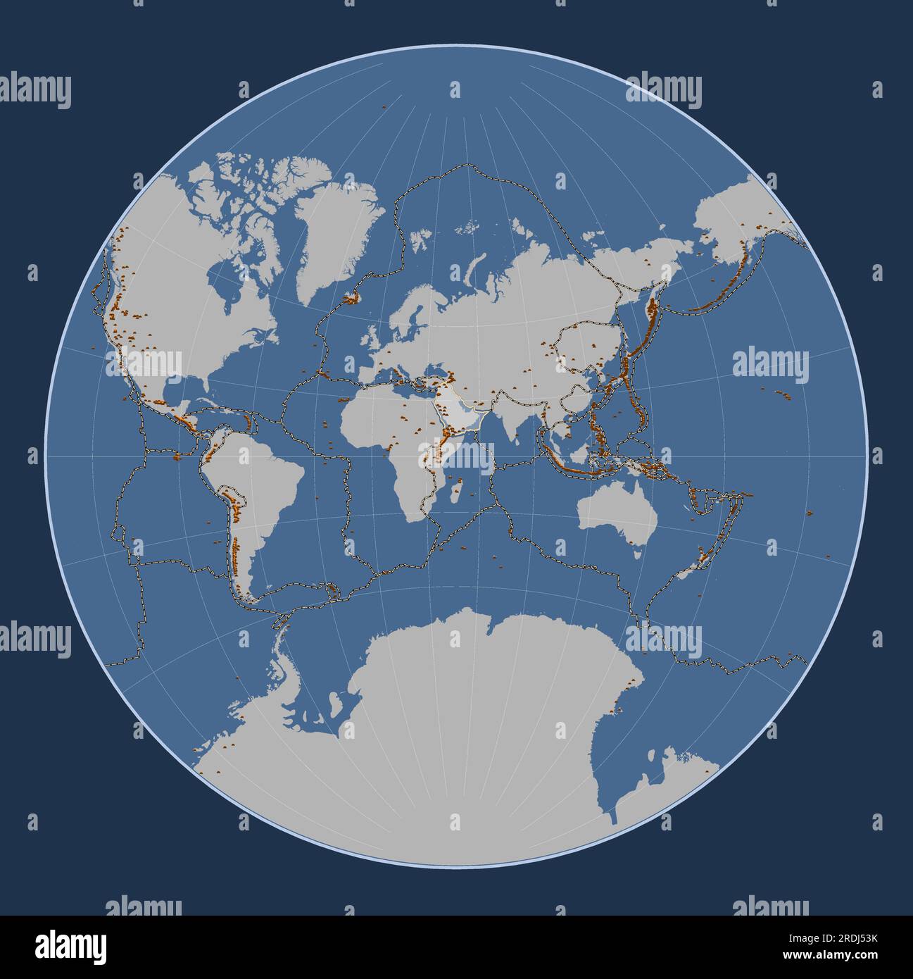 Arabian Tectonic Plate On The Solid Contour Map In The Lagrange Projection Centered Meridionally