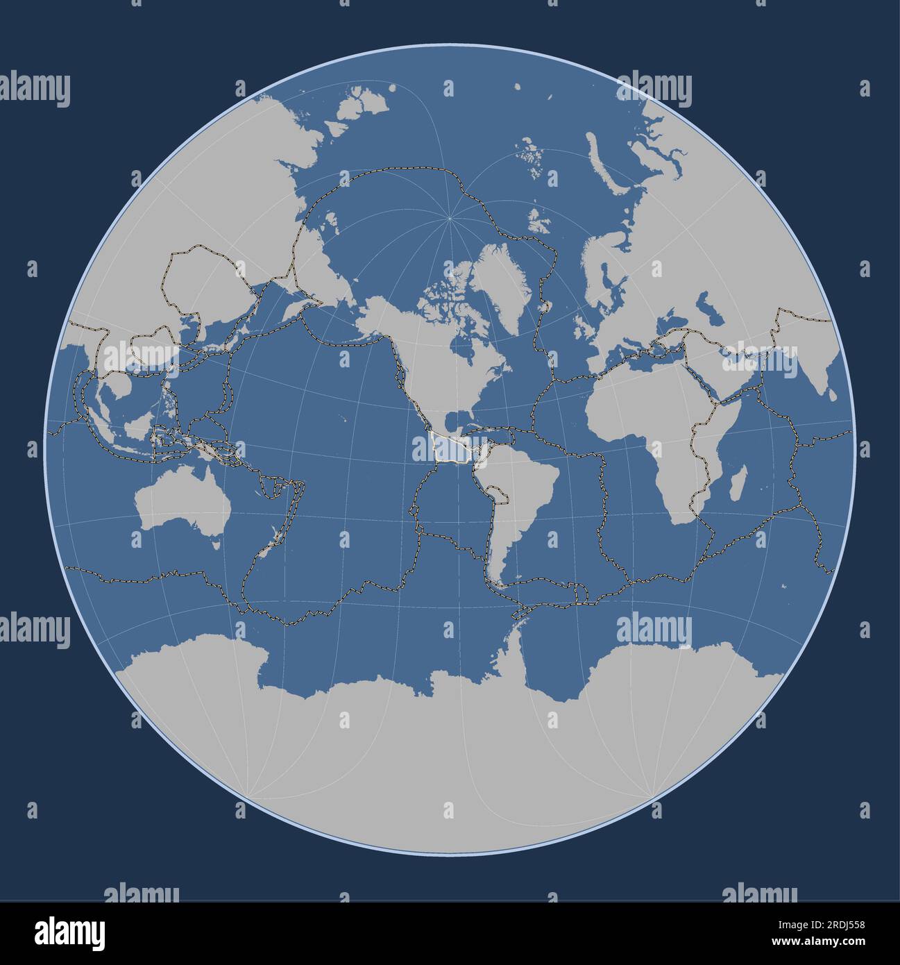 Shape of the Cocos tectonic plate on the world contour map map in the ...