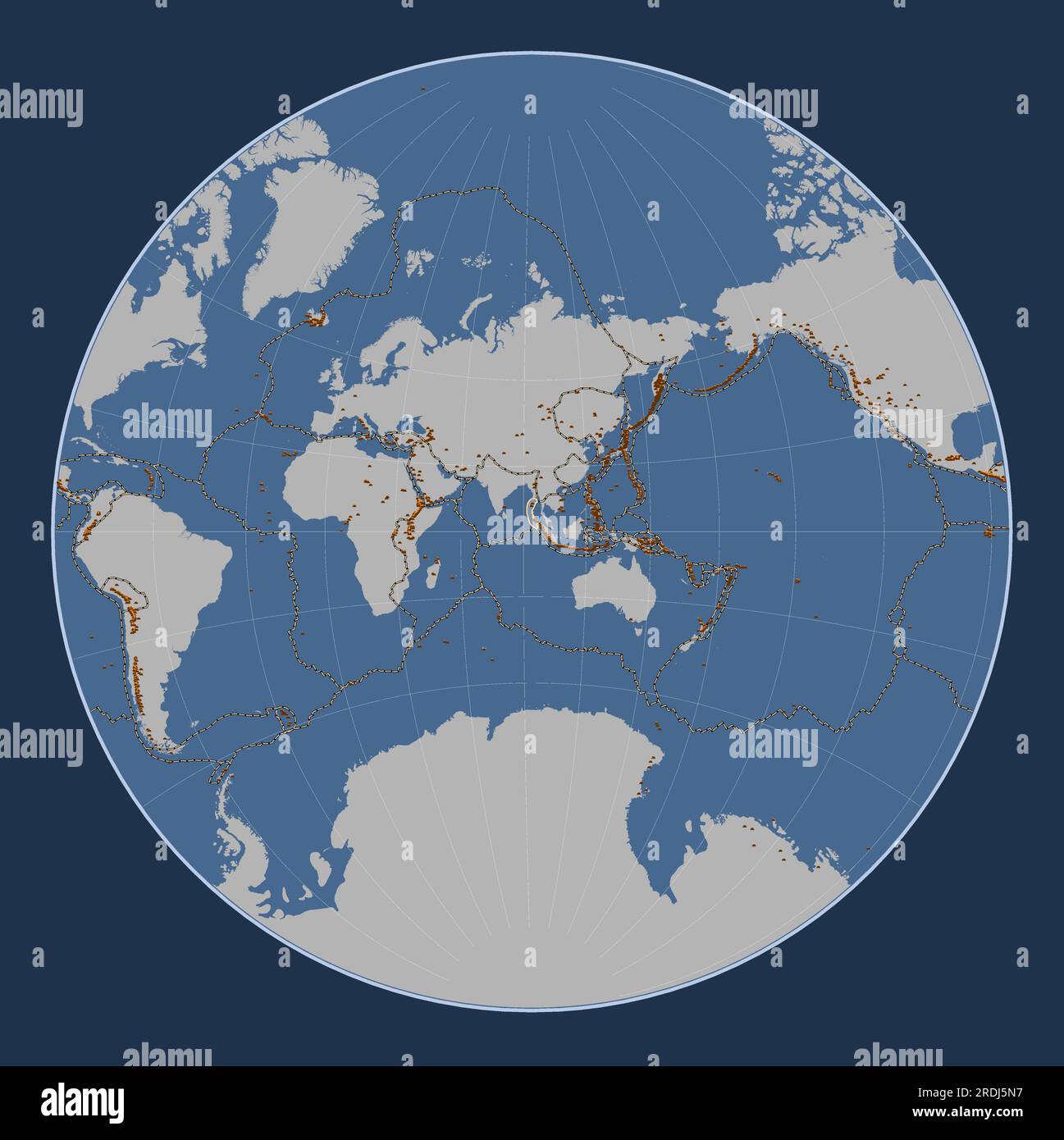 Shape of the Burma tectonic plate on the solid contour map in the ...