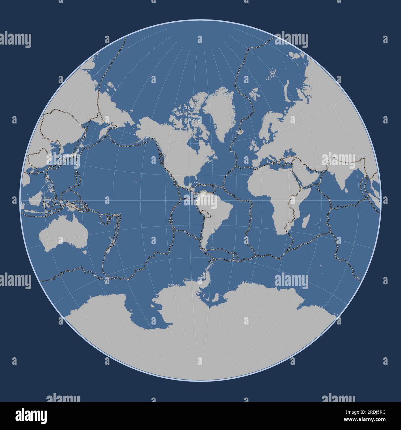 Shape of the North Andes tectonic plate on the solid contour map in the ...