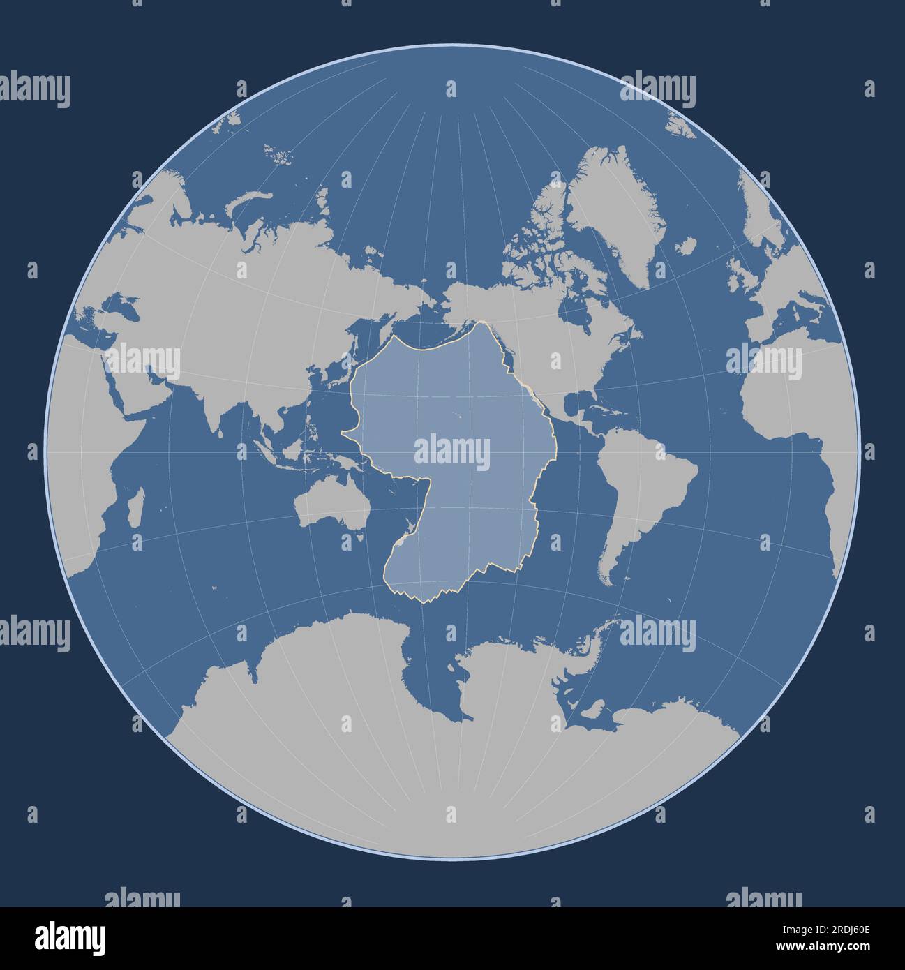 Pacific Tectonic Plate On The Solid Contour Map In The Lagrange Projection Centered Meridionally