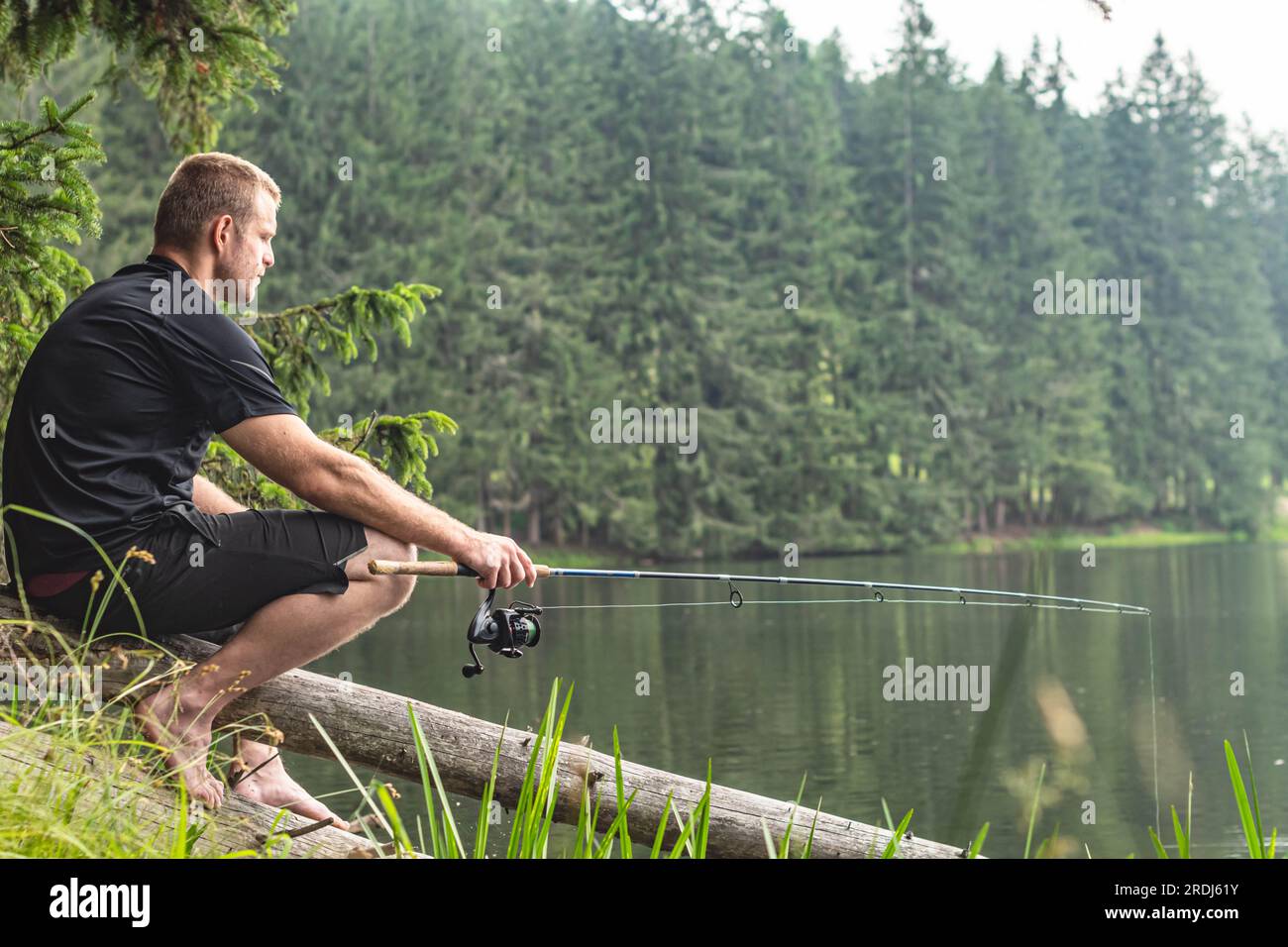 Fishing day fun leisure activity, fishing rod and equipment, outdoors ...